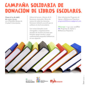 CAMPAÑA SOLIDARIA de DONACIÓN DE LIBROS ESCOLARES - Secretaría de Extensión